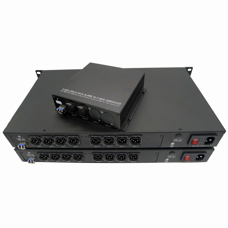 Cascade balanced audio to fiber